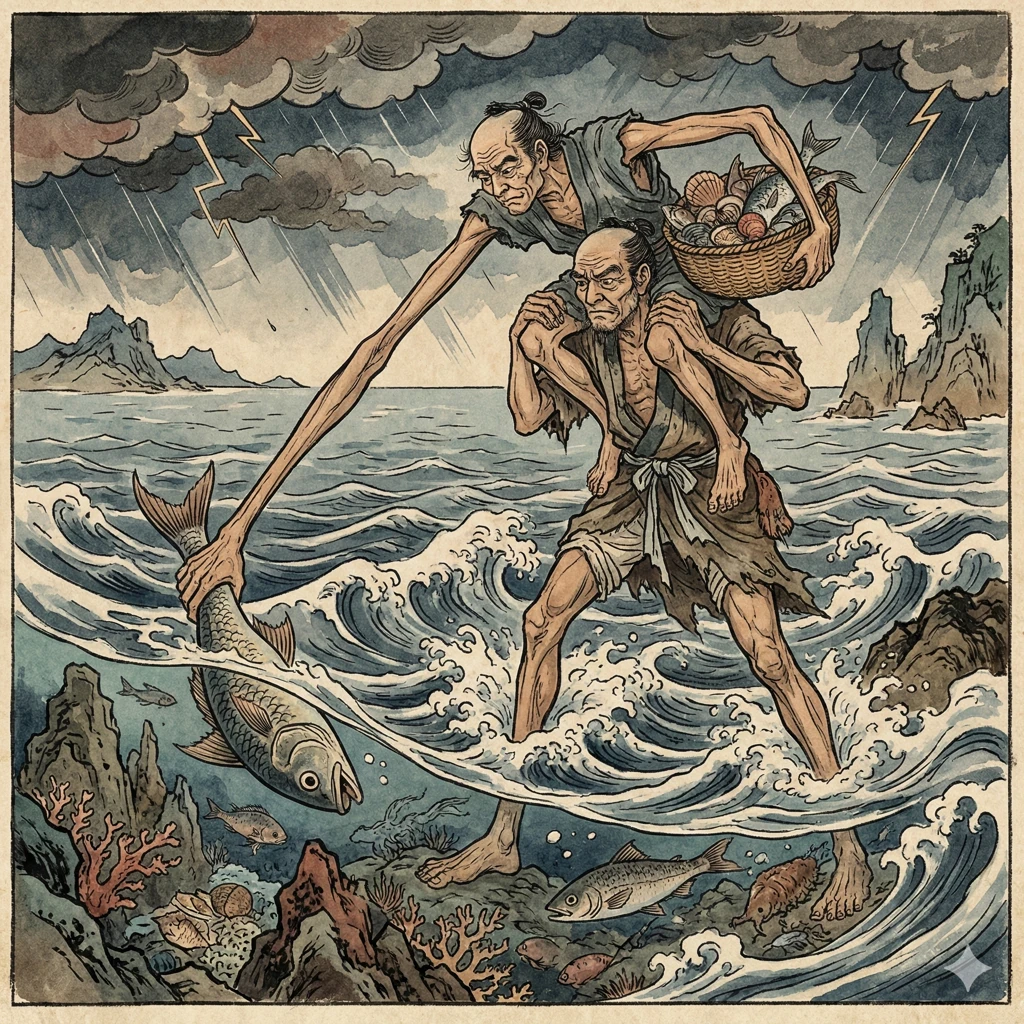 Ashinaga Tenaga (Long-Legs and Long-Arms) - Yokai Encyclopedia | YOKAI.JP