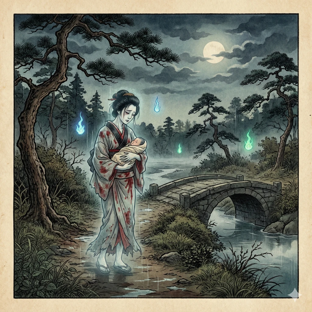 Ubume (Ghost of a Dead Mother) - Yokai Encyclopedia | YOKAI.JP