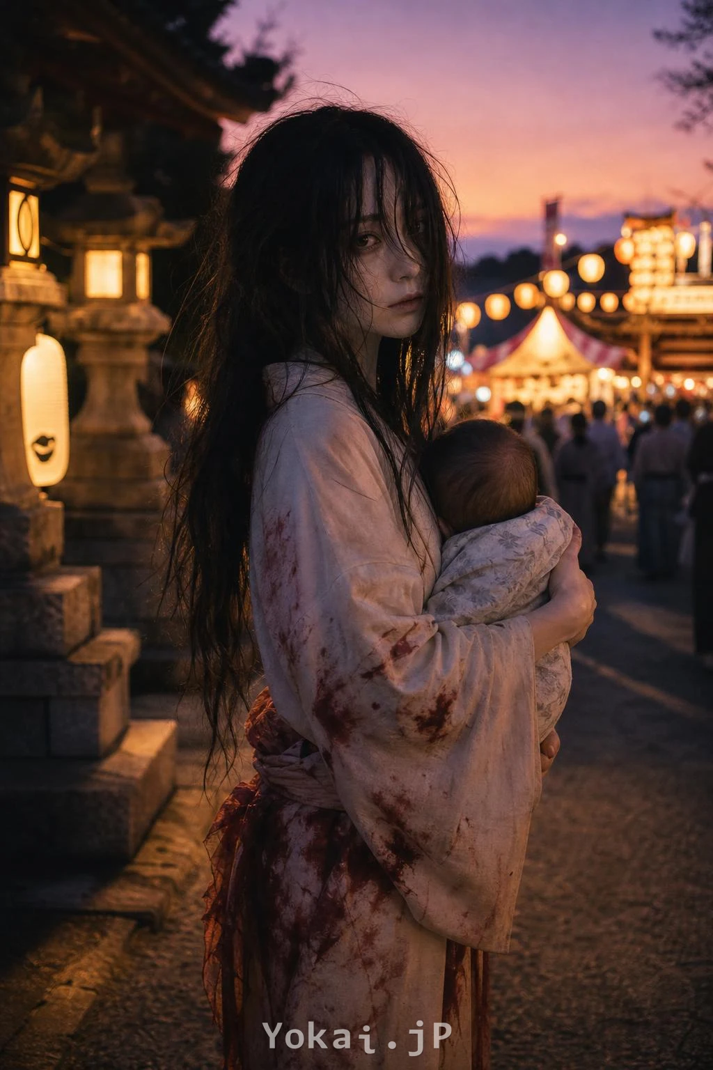 Ubume (Ghost of a Dead Mother) - Yokai Encyclopedia | YOKAI.JP